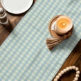 Blue Green Table Runner, Grid Checkered Plaid Gingham Lattice Trellis ...