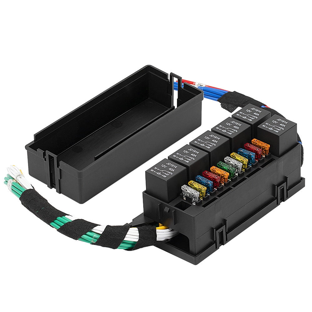 FYUU Car Relay Fuse Box 11-way Fuse Box with 6 Relays and 11 Fuses ...