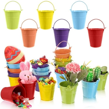 Charmed Colored Small Metal Buckets - 3-Pack Colorful Tin Pails with ...