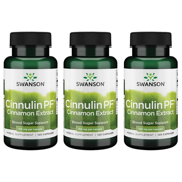Swanson Cinnulin Pf Cinnamon Extract 150 mg 120 Caps 3 Pack - Walmart.com