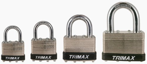 Trimax TLM100 Dual Locking 40mm Solid Steel Laminated Padlock with 1" x ...