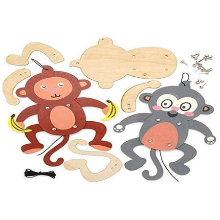 Baker Ross AT770 Cheeky Monkey Wooden Puppet Kits - Pack of 4, for Kids ...