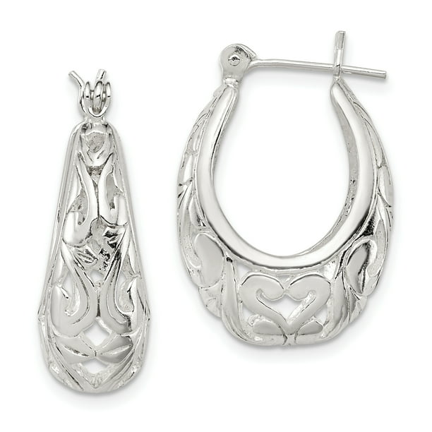 IceCarats - 925 Sterling Silver Oval Filigree Hoop Earrings Ear Hoops ... IceCarats - 925 Sterling Silver Oval Filigree Hoop Earrings Ear Hoops ...