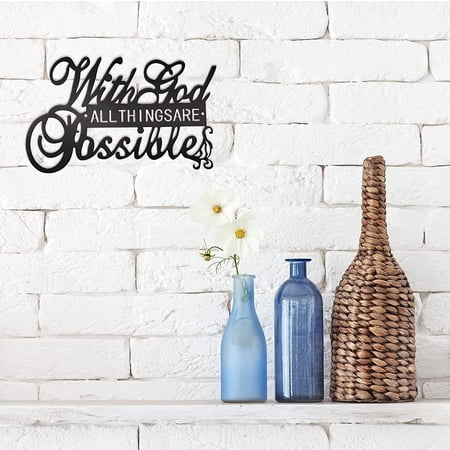 With God All Things Are Possible Sign Metal Wall Decor Inspirational ...