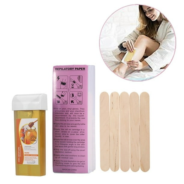 WALFRONT Depilatory Hair Removal Set 100g Wax + 100PCS Depilatory Paper ...