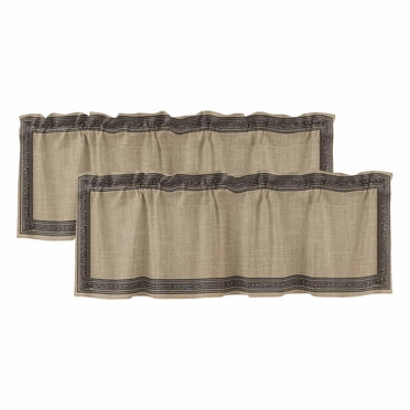 2 Pack Valances for Windows, Black Brown Retro Greek Key Window ...