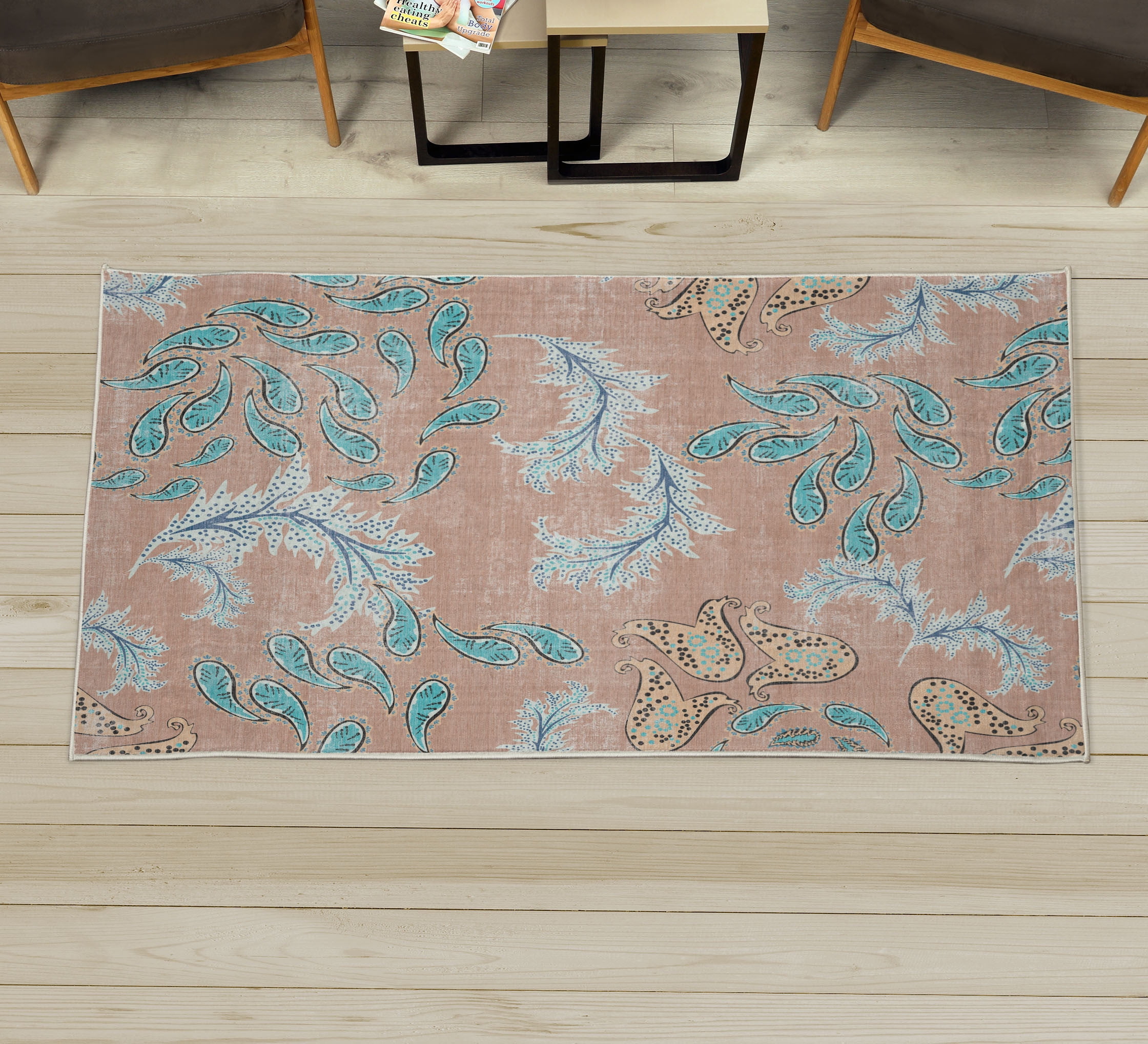 Paisley Decorative Rug, Traditional Floral Like Pattern Curvy Design ...