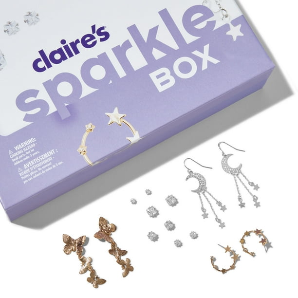Claire's Sparkle Box with Variety of Silver and Gold Drop Earrings ...