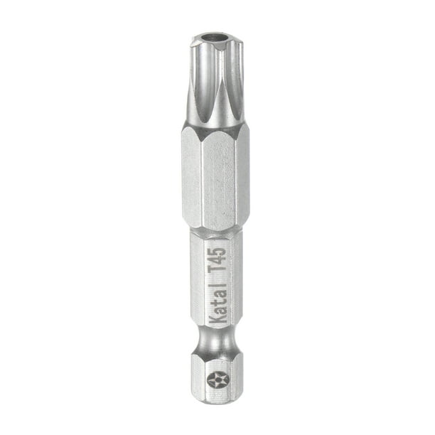T45 Magnetic Security Star 5 Point Torx Screwdriver Bit 1/4" Hex Shank 2" Length Screw Driver ...