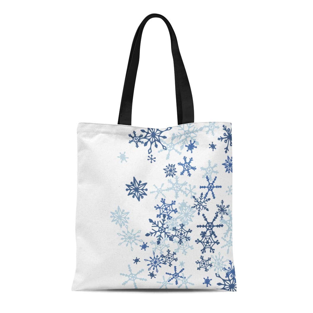 ASHLEIGH Canvas Tote Bag Winter Pattern Cute Doodle Snowflakes ...