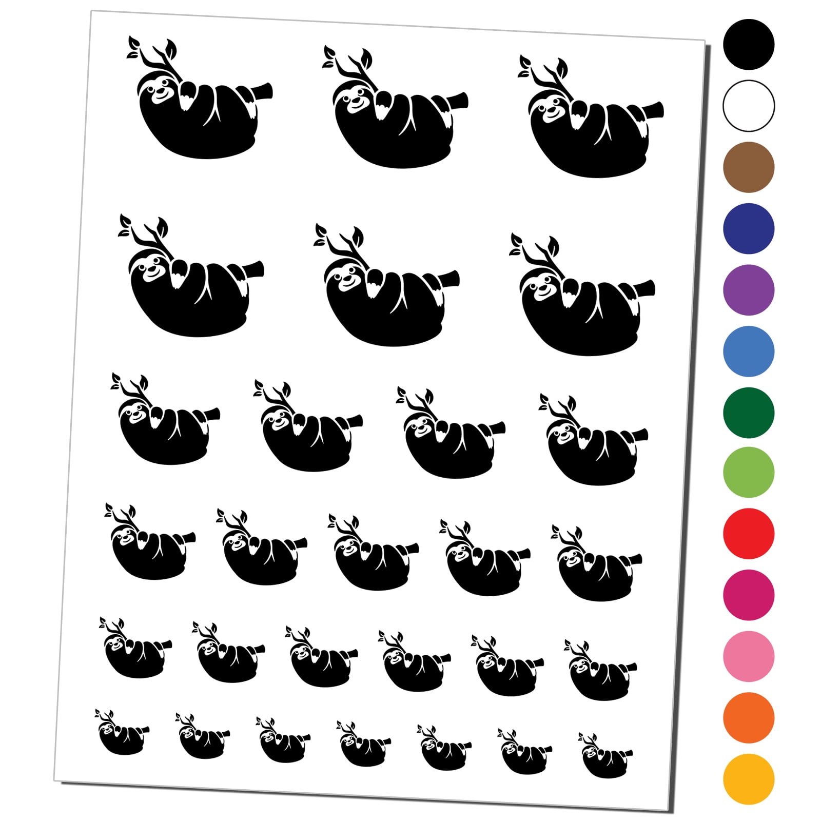 Sloth Hanging on Tree Branch Water Resistant Temporary Tattoo Set Fake ...