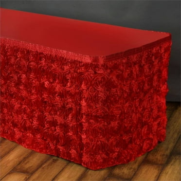 6' Fitted Polyester Double Pleated Table Skirting Cover w/Top Topper ...