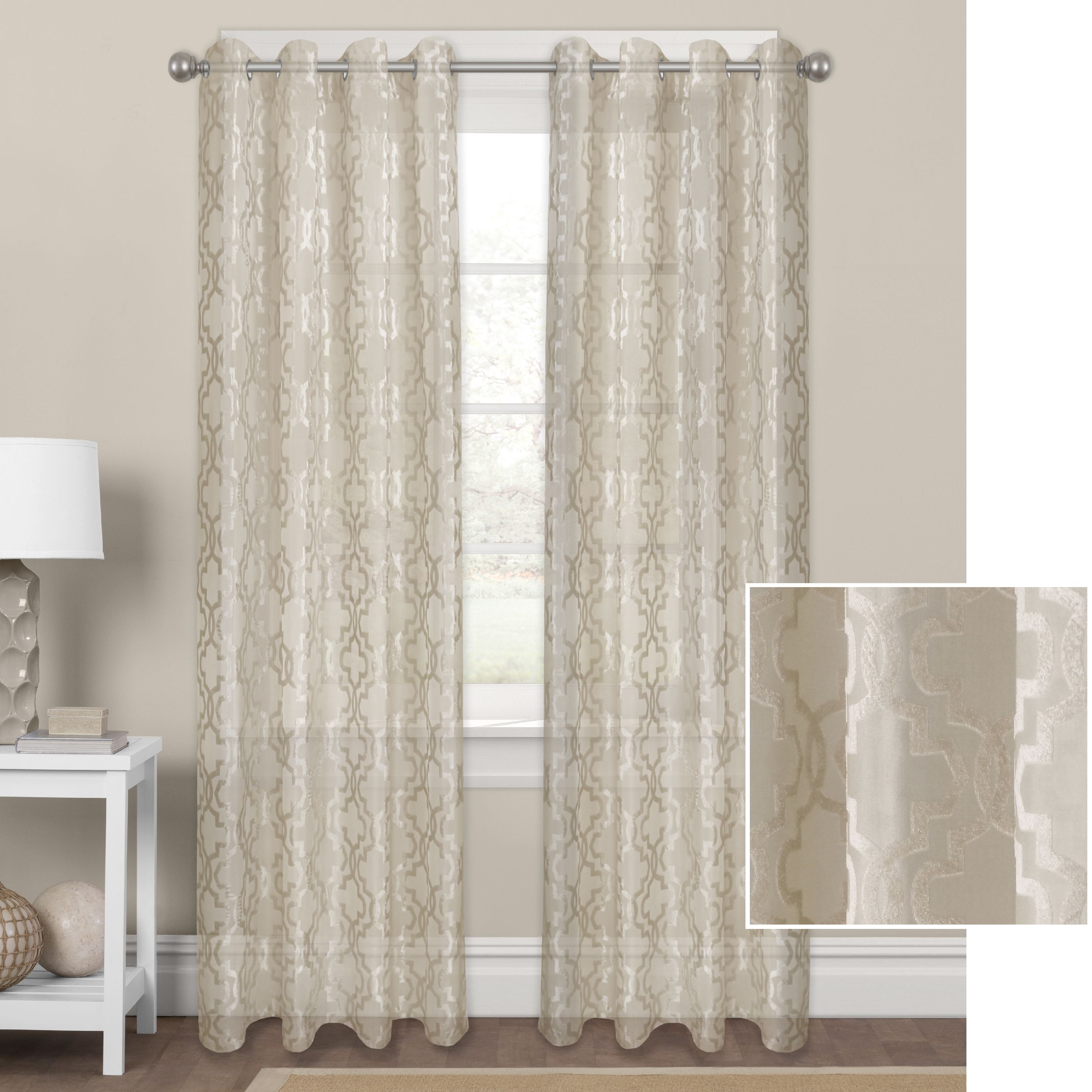 Better Homes & Gardens Sheer Velvet Cross Cut Trellis Curtain Panel ...