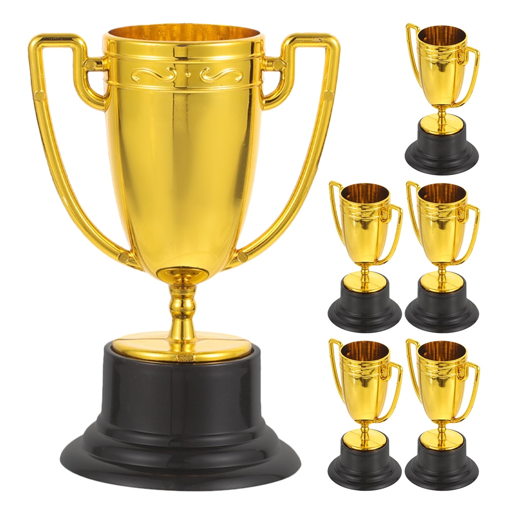 6 mini copas de trofeo para niños, pequeñas copas de plástico doradas ...