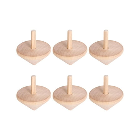 6 Pieces Unpainted Wood Tops Kindergarten Interactive Toys Paint Your ...