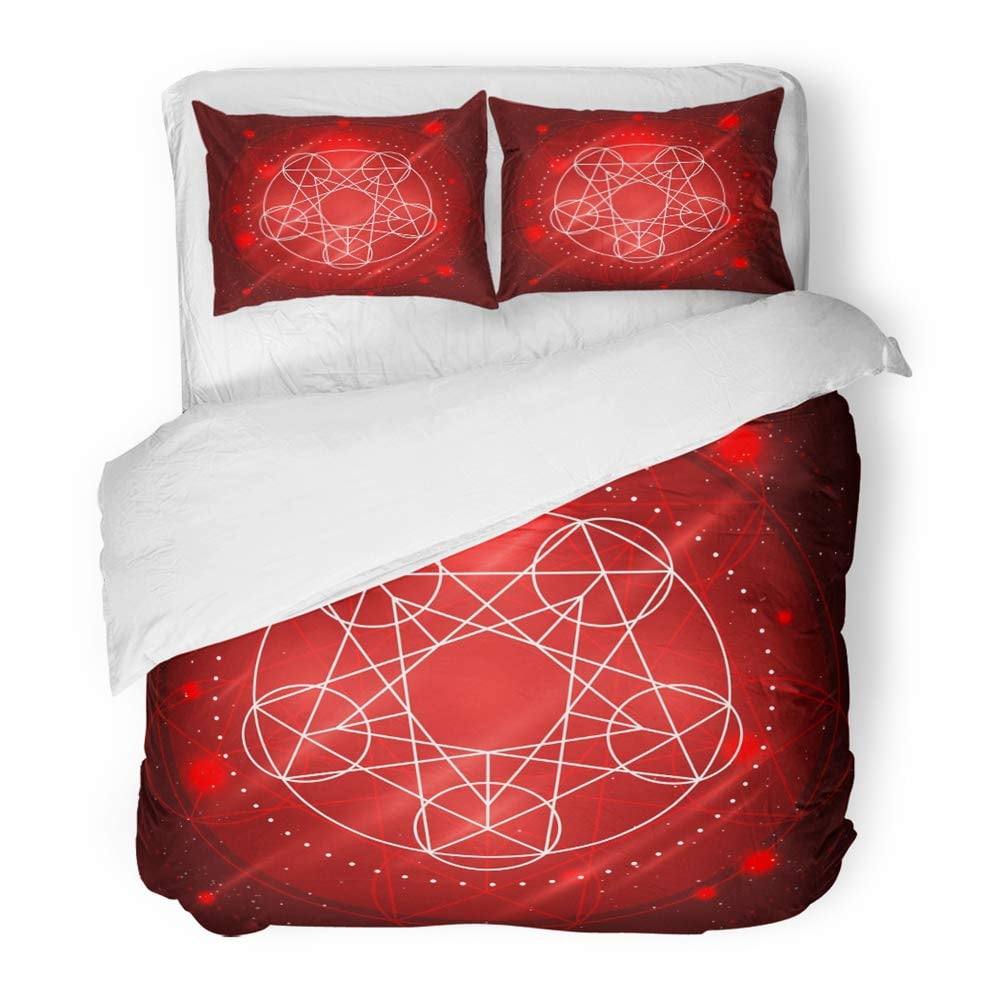 KXMDXA 3 Piece Bedding Set Red Warcraft Magic Geometry Sign Alchemy ...