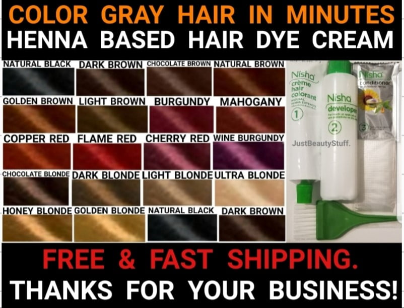 CHOCOLATE BROWN HENNA HAIR DYE CREAM-COLOR GRAY HAIR IN MINUTES-NSH ...