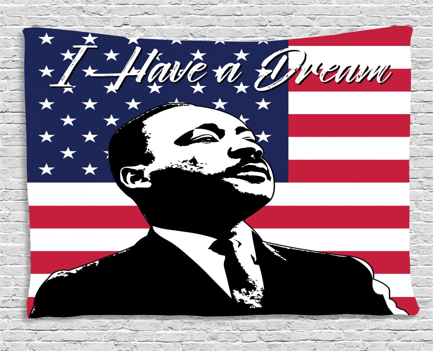 Americana Tapestry, Black and White Martin Luther King Portrait United ...