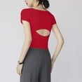Women's Ribbed Crop Top with Built-in Bra, Notch V Neck Short Sleeve ...