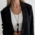 Retro Black Resin Tassel Pendant Necklace Adjustable Long Rope Chain ...
