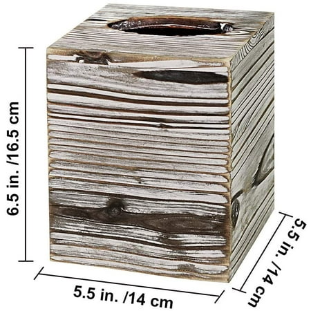 Rustic Wood Square Tissue Box Cover Tissue Holder Whitewashed Wooden ...