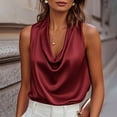 Gufahion Women's Cowl Neck Camisole Silk Satin Tank Tops Cami Blouse ...