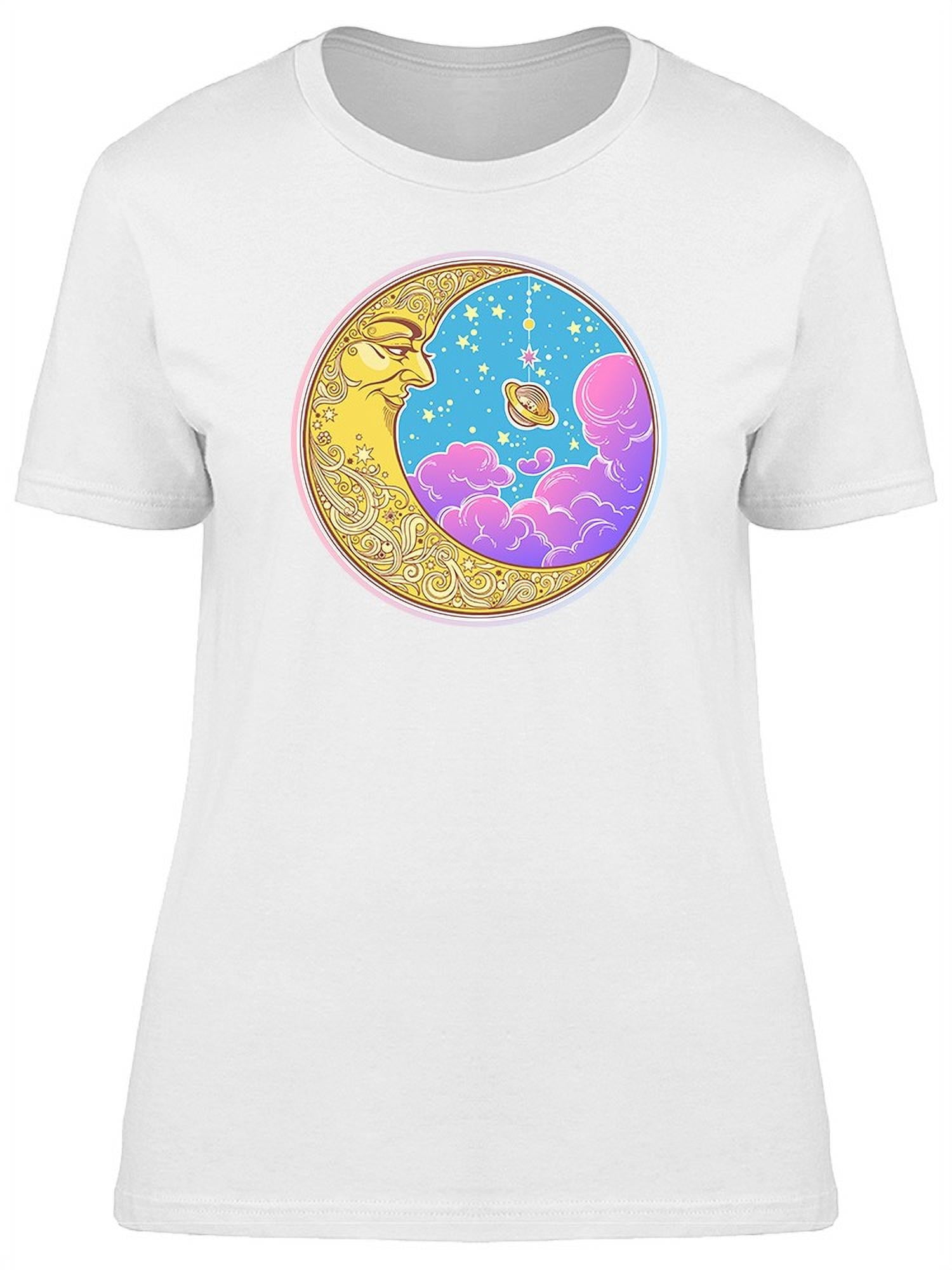 Beautiful Crescent Moon Face T-Shirt Women -Image by Shutterstock ...
