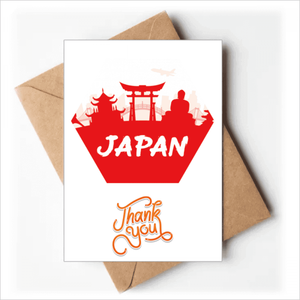 Red Outline Landmark Japan Thank You Cards Envelopes Blank Note ...