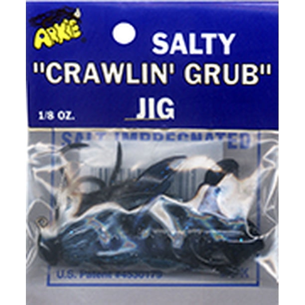 Arkie Lures Salty Crawlin' Grub Plastic Jig, Black/Blue, SICJ-18-4 ...