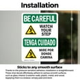 (2 Pack) Watch Your Step With Symbol Bilingual OSHA Be Careful Sign ...