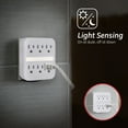GE 6-Outlet Grounded Tap with LED Night Light, 440J, Light Sensing ...