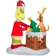 Gemmy Animated Airblown Inflatable Grinch Pulling Tree from Chimney ...