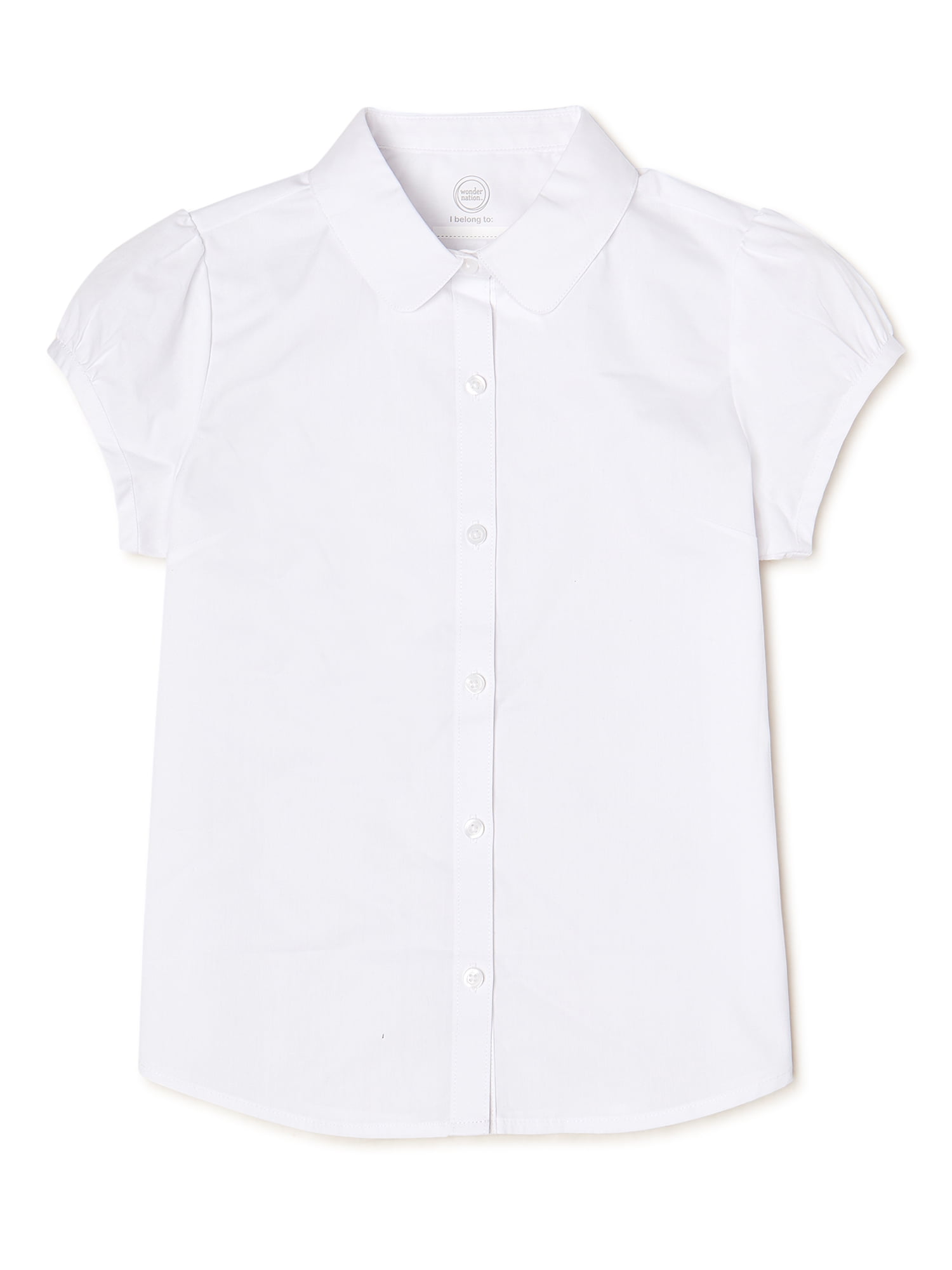 Wonder Nation Girls’ School Uniform Poplin Button-Up Blouse, Sizes 4-18 ...