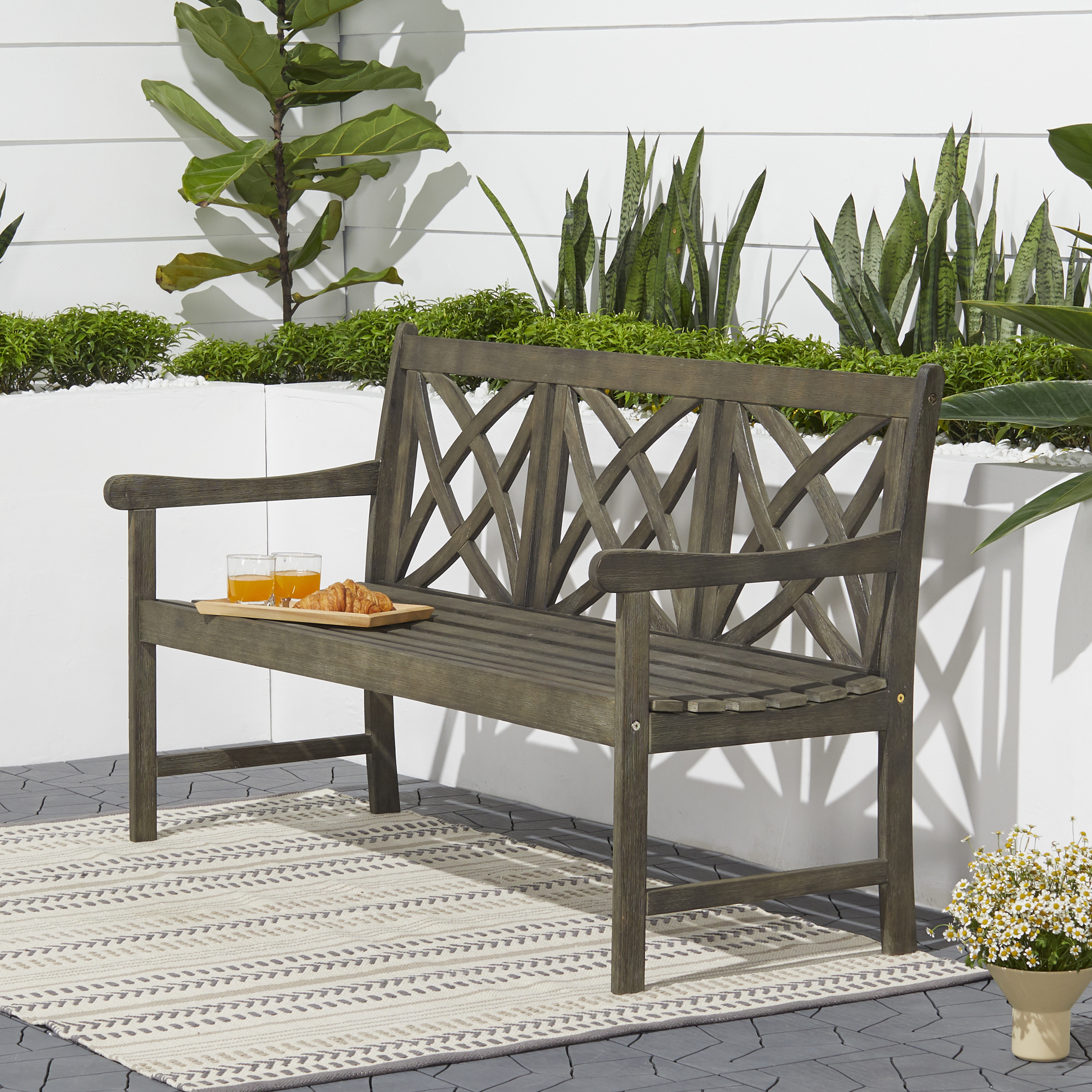 Renaissance Outdoor Patio 5-foot Hand-scraped Wood Garden Bench ...