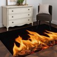 Area Rug 3x5ft Abstract Orange Flame on Black Area Rugs Washable Low ...