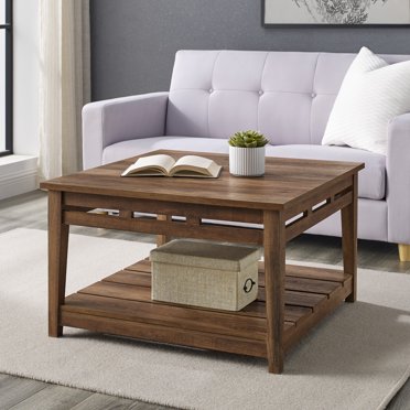 Manor Park 30 inch Square Country Coffee Table, Brushed White - Walmart.com