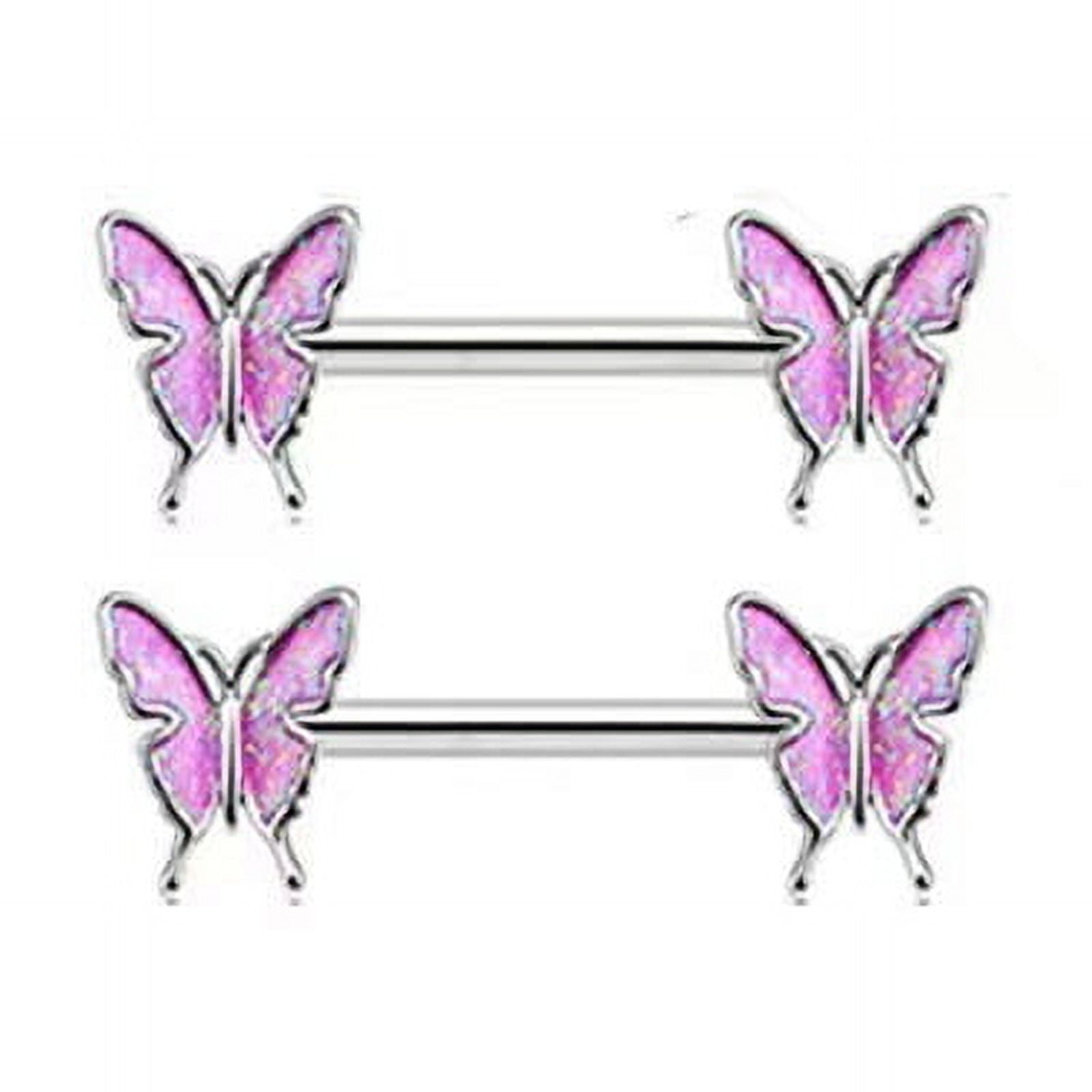 Juego de 6 pares de piercings en el pecho con diseño de mariposas y ...