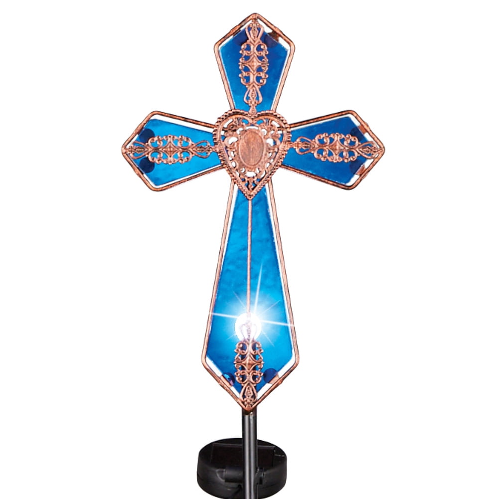 Home Décor Blue glass cross Wall Hangings Signs etna.com.pe