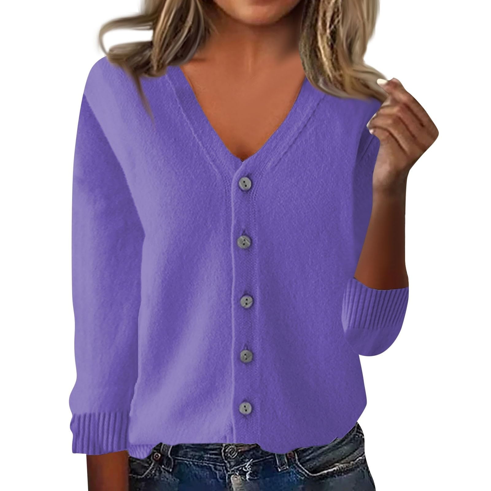 Click here for Breezora Womens Lightweight Button Down V Neck Kni... prices