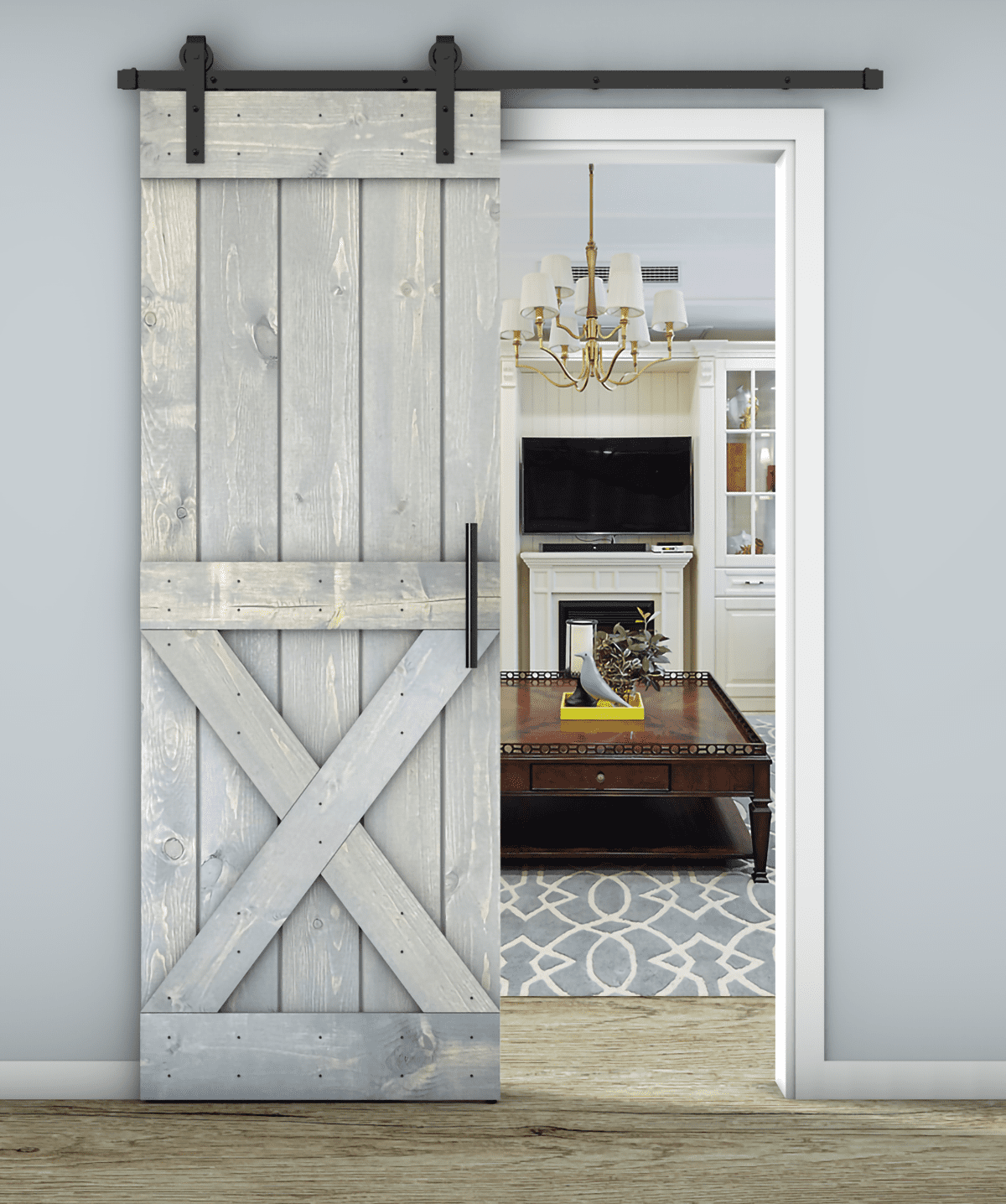 Essencaliy 30in x84in Solid Wood Barn Door, Made-in-USA Farmhouse ...