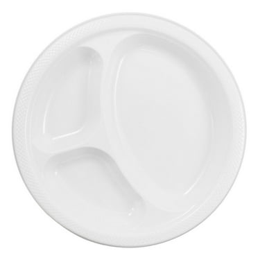 JAM Paper 3 Compartment Divided Plastic Plates, 20 per Pack, Red, Large ...