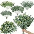 Artificial Eucalyptus Leaves Fake Greenery Plants, Realistic Silk Foliage for Home Wedding Decor ...