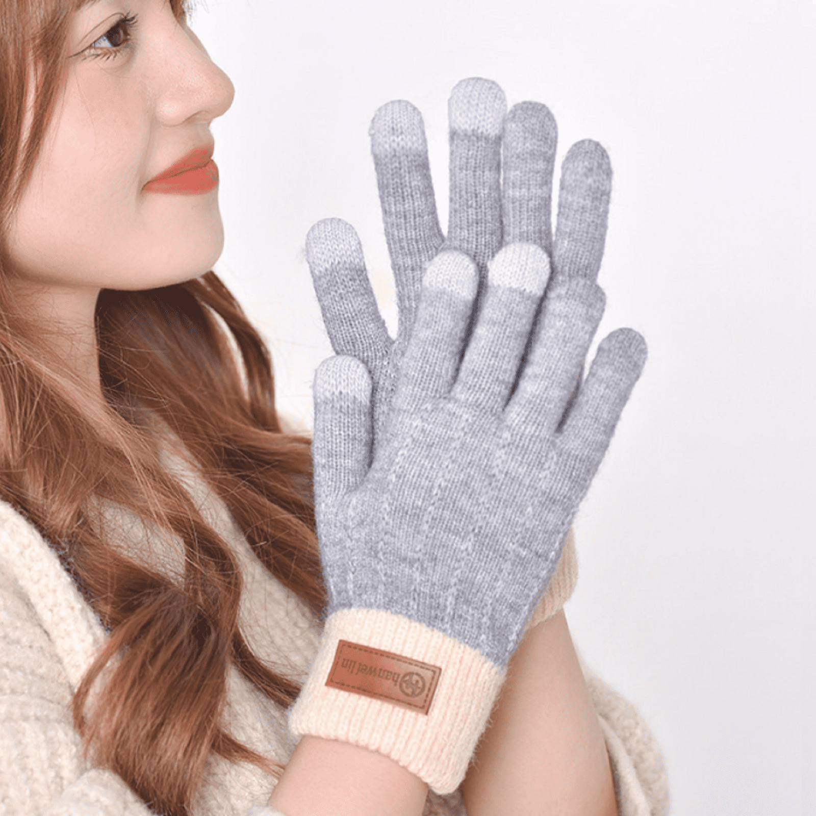 1Pair Women Winter Touchscreen Stretch Thermal Magic Gloves Warm Knitted Thick Fleece Lined ...