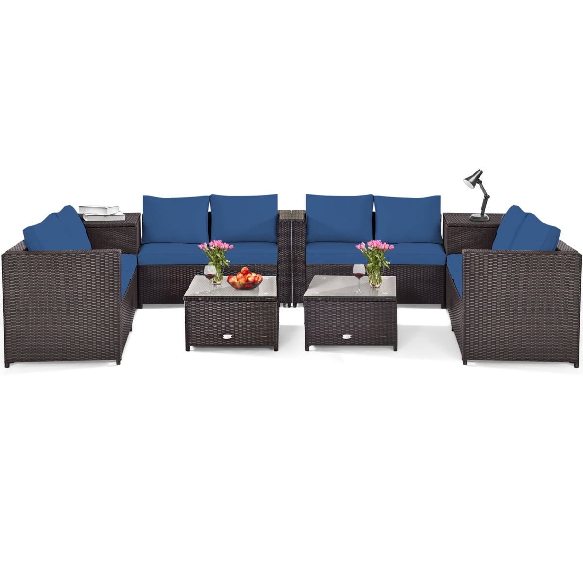 Click here for Patiojoy 8-Piece Outdoor Rattan Sectional Loveseat... prices