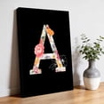 Black Letter A Flower Canvas Wall Art for Living Room, Watercolor ...