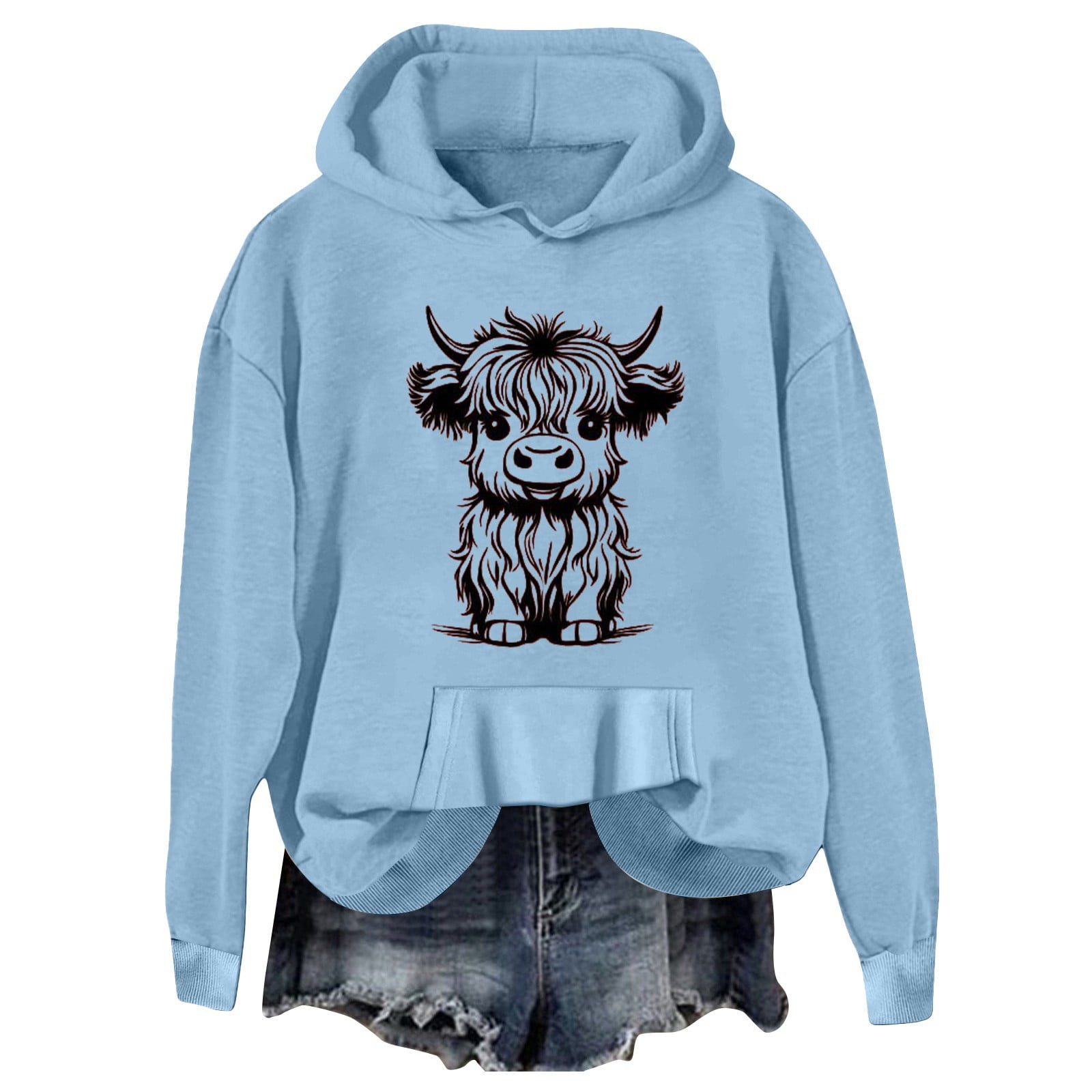 Click here for Tinz Women Sweatshirts Long Sleeve Cute Cattle Gra... prices