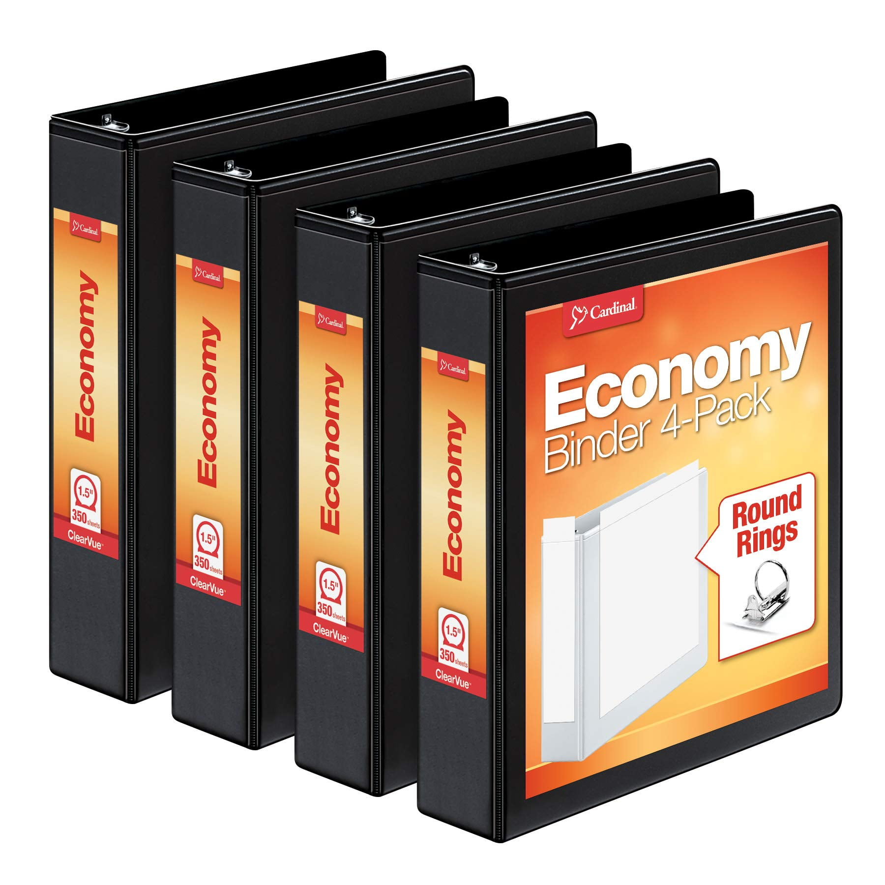 Binder Cardinal Economy 3 anillos negros de 1.5 pulgadas, paquete de 4 ...