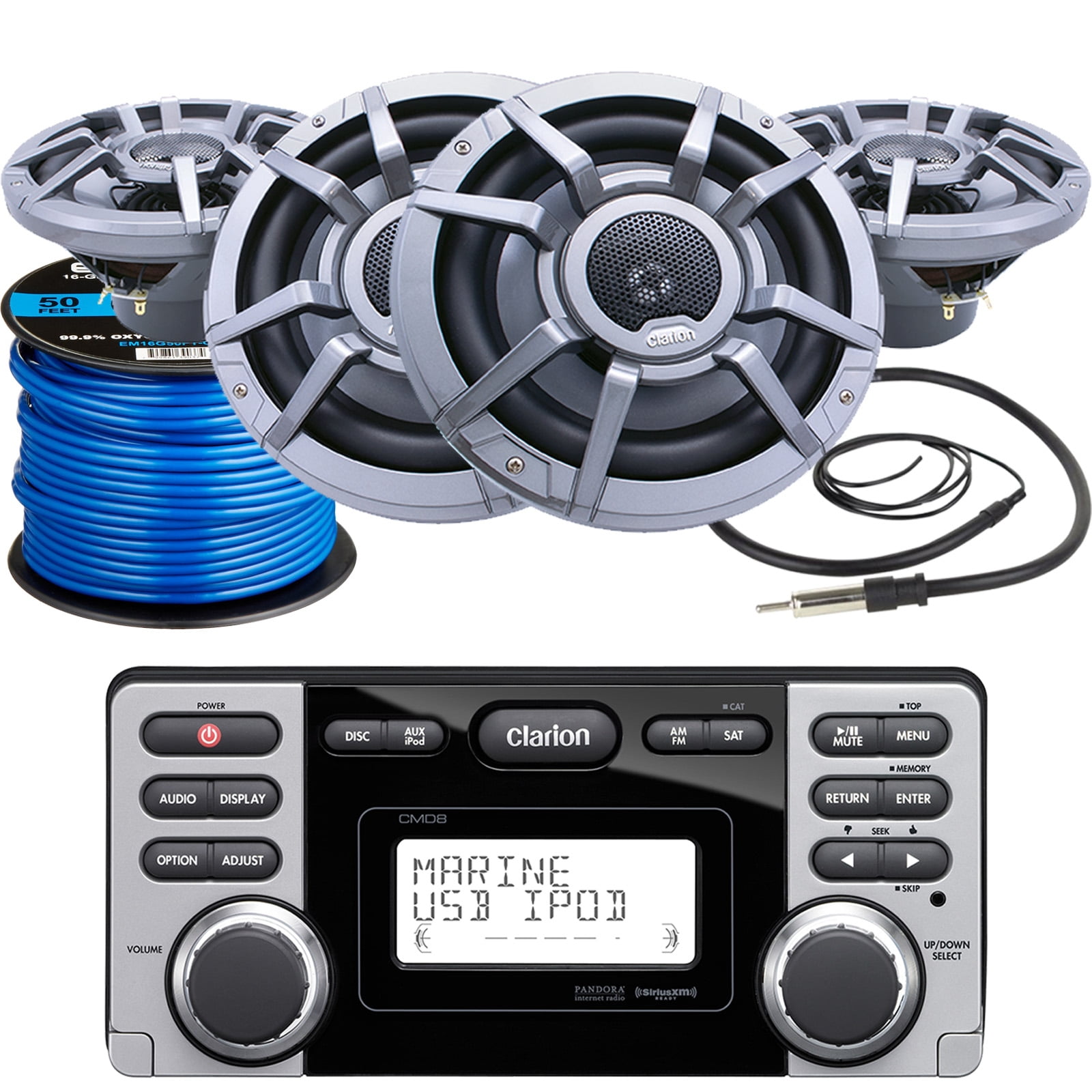 Clarion CMD8 Marine Boat Yacht Audio CD/MP3 Stereo Receiver, 4 x ...