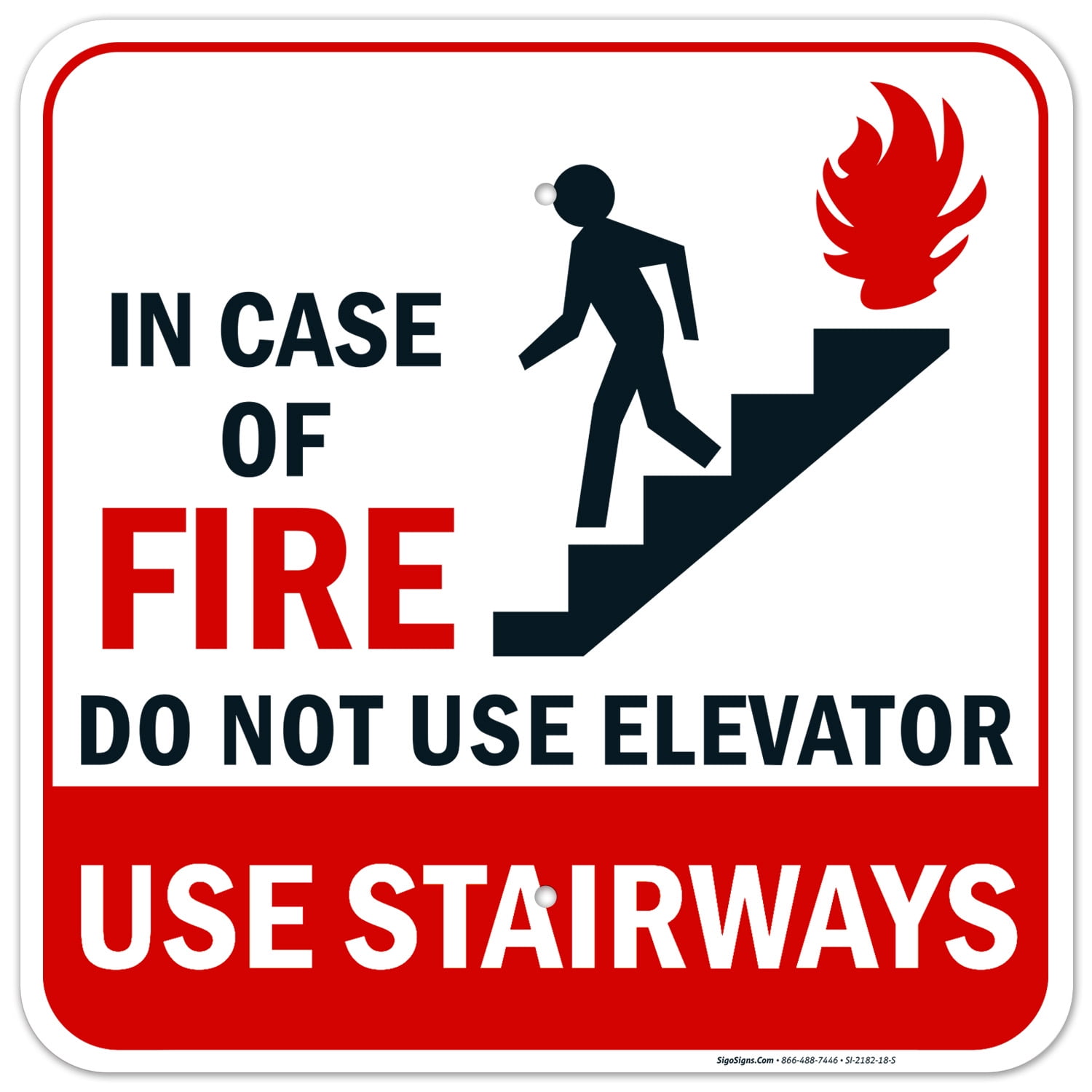 In Case Of Fire Use Stairs Sign, 18x18 Aluminum - Walmart.com