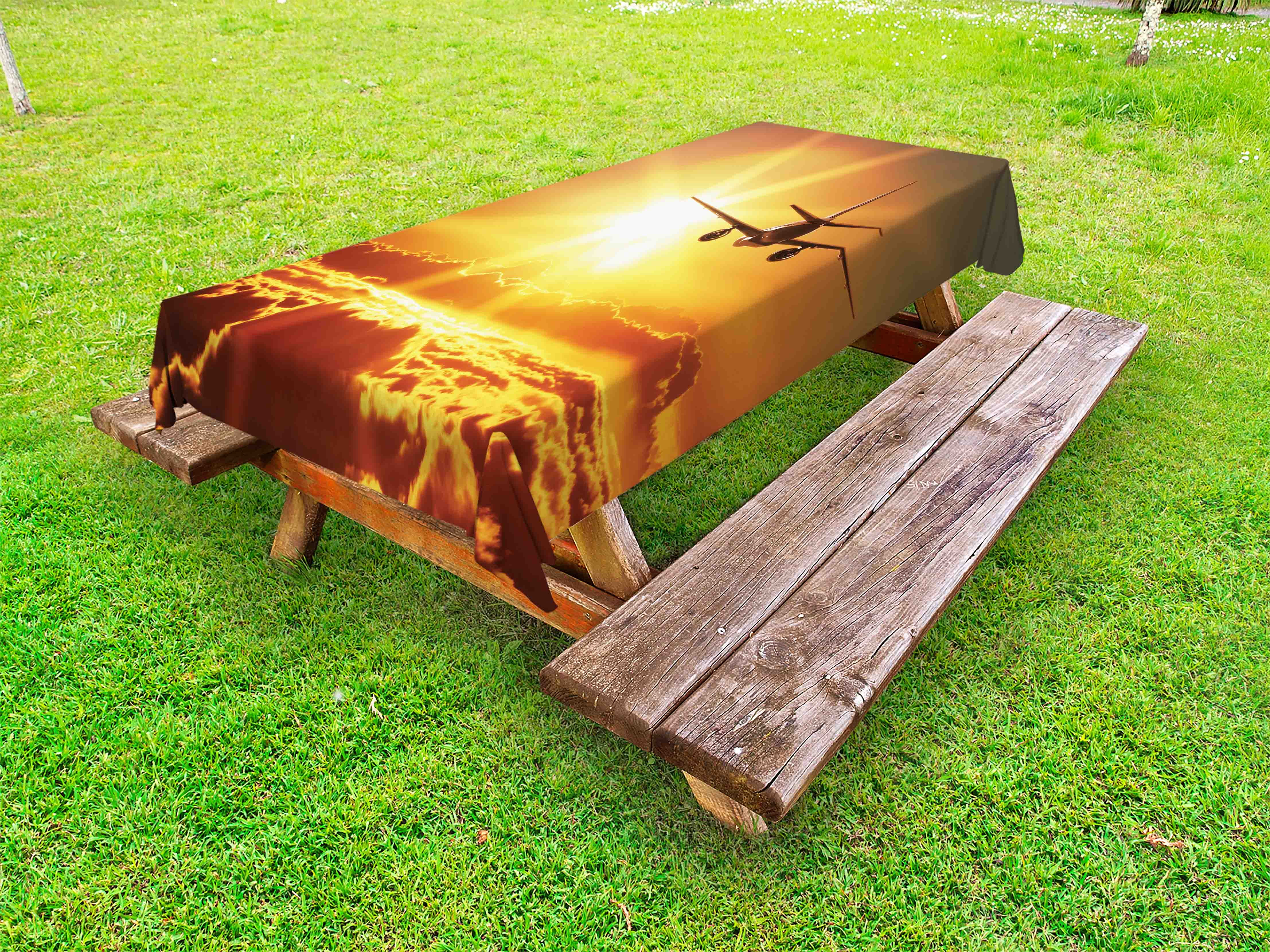 Scenery Outdoor Tablecloth, Aeroplane Aircraft Widebody Jet Flying on ...